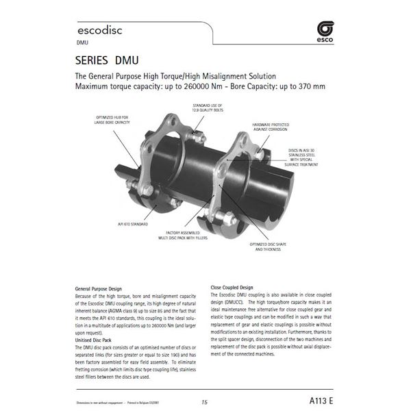 ESCO Disc Coupling: DMU Series - Multidisc Pack VersionTorque up to ...