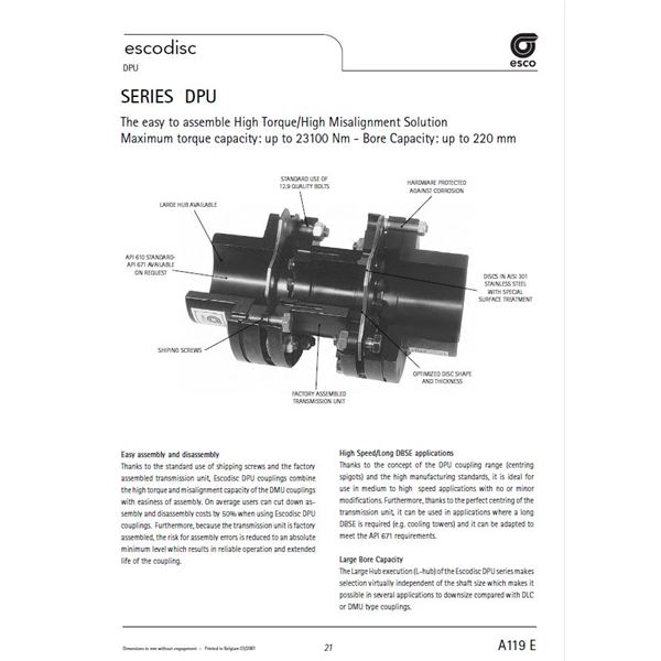 ESCO Disc Coupling: DPU Series - Multidisc and flange packed ...