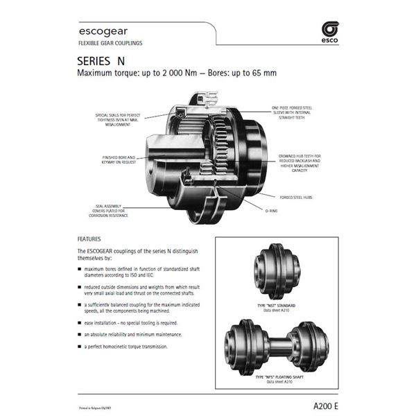 ESCO Gear Coupling: N Series - Continuous geared sleeve with steel ...