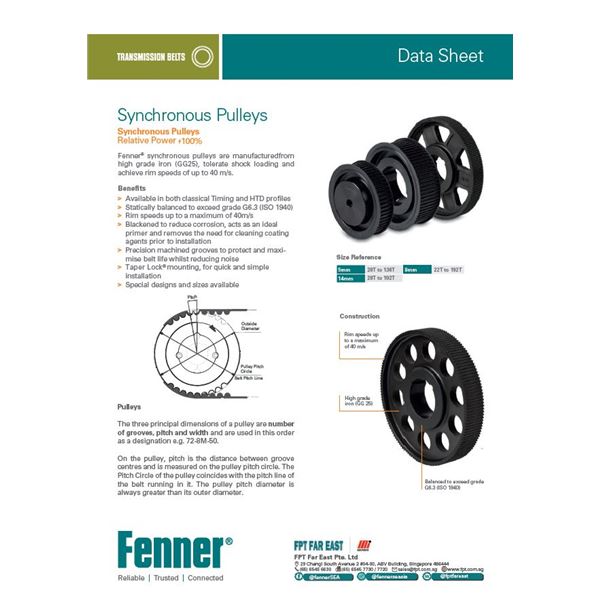 Fenner Synchronous Pulleys - Available in both classical Timing and HTD ...