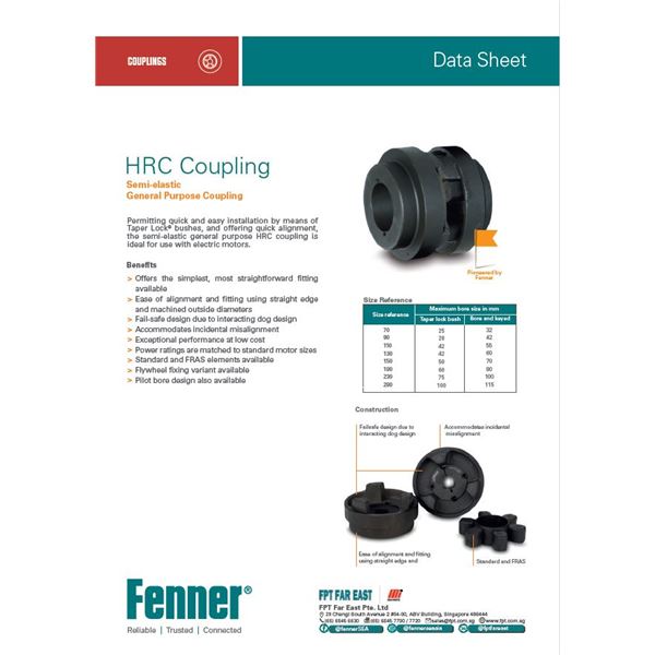 Fenner HRC Coupling - Semi-elastic & general-purpose coupling, quick ...