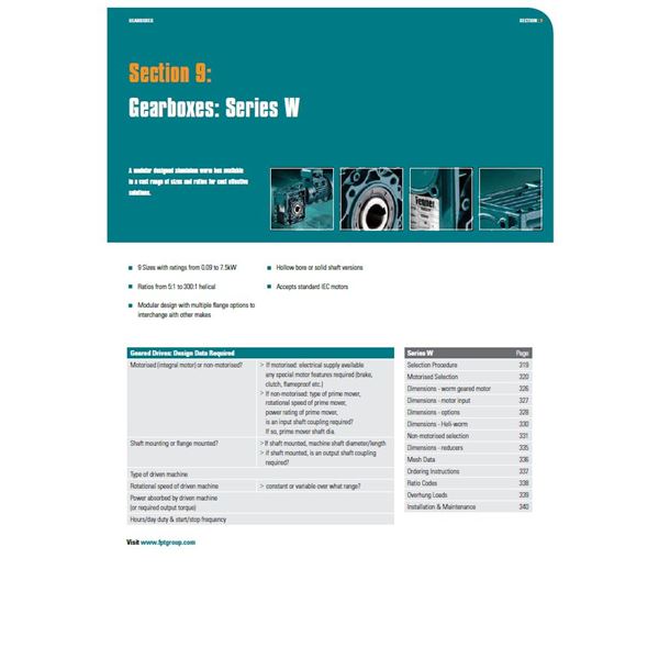 Fenner DDMM12 Sec 9E. Fenner Gearboxes Series W